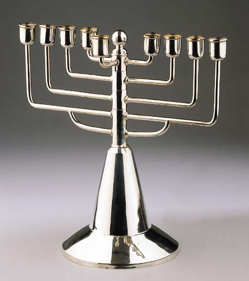 A GERMAN SILVER ART-DECO CHANUKKAH LAMP