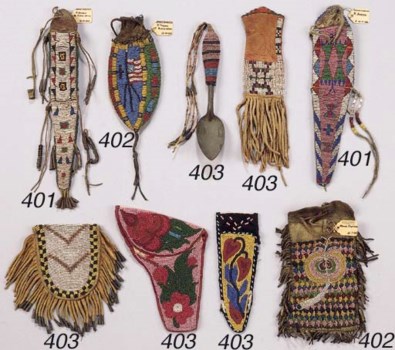 TWO PLAINS INDIAN POUCHES AND THREE FLINTS | Christie's
