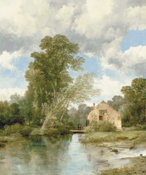 Frederick Richard Lee, R.A. (1798-1879) , A wooded river landscape with ...