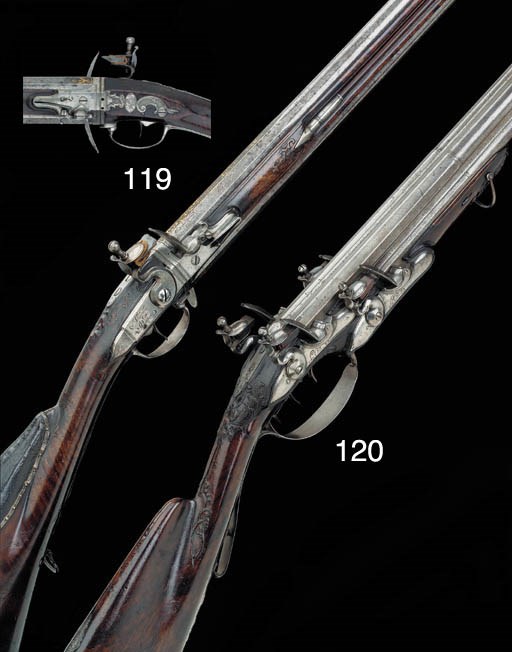 A Rare 18-Bore French Flintlock Turn-Over Sporting Gun , BY ALLEVIN A ...