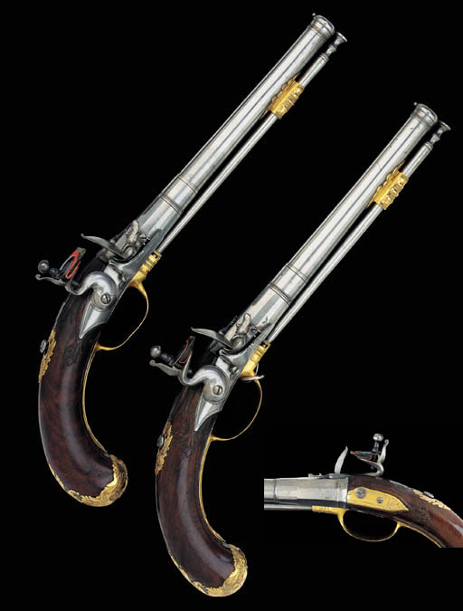 An Unusual Pair Of 18-Bore German Flintlock Pistols
