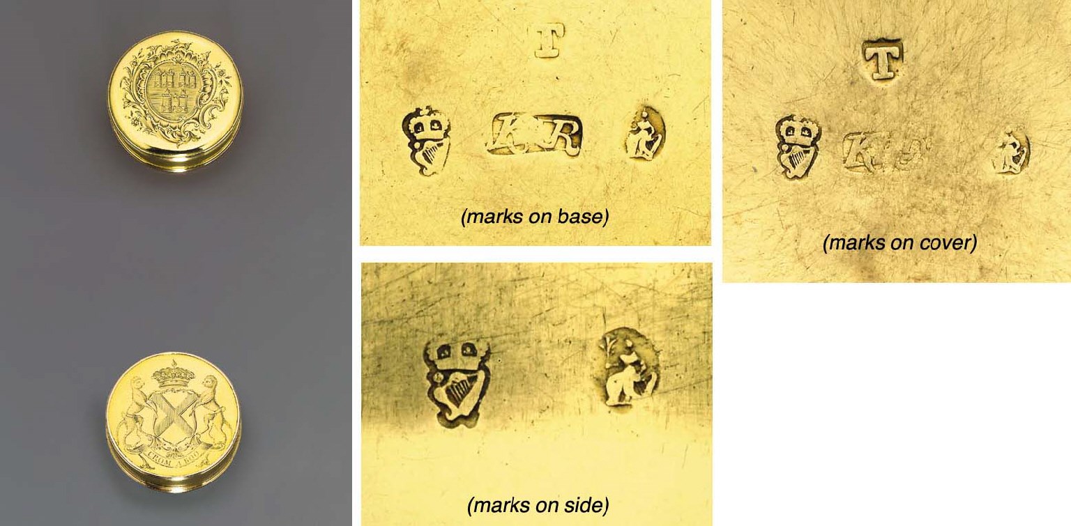 A George III Irish gold freedom-box , MARK OF JOHN KARR, DUBLIN, 1767 ...