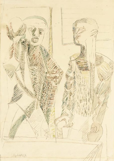 Robert Colquhoun (1914-1962) , Two men in discussion | Christie's