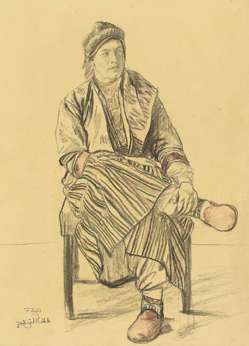 DODD, Francis (artist). A pencil and crayon drawing of Dahoum, signed ...