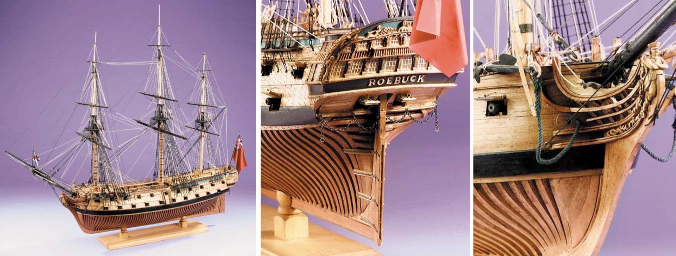 A detailed, partially planked, rigged model of the Royal Navy 44-gun ...