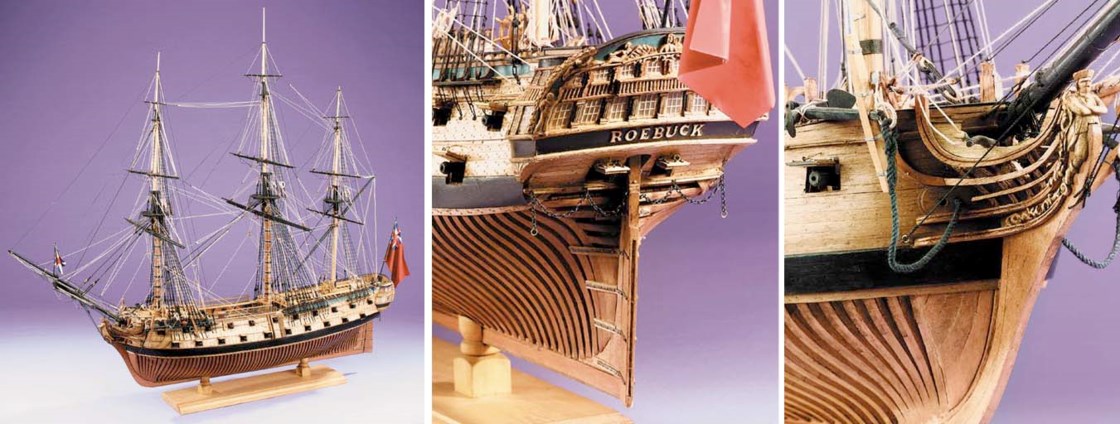 A detailed, partially planked, rigged model of the Royal Navy 44-gun ...