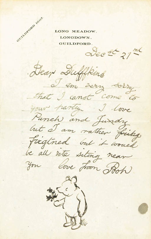 Ernest Howard Shepard (1879-1976) , Pooh holding a sprig of holly ...