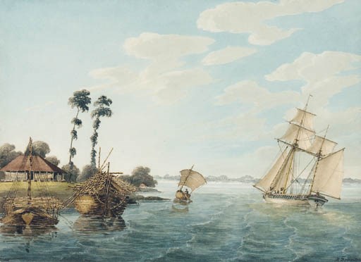 Richard Brunton, early 19th Century , View on the Hooghly river above ...