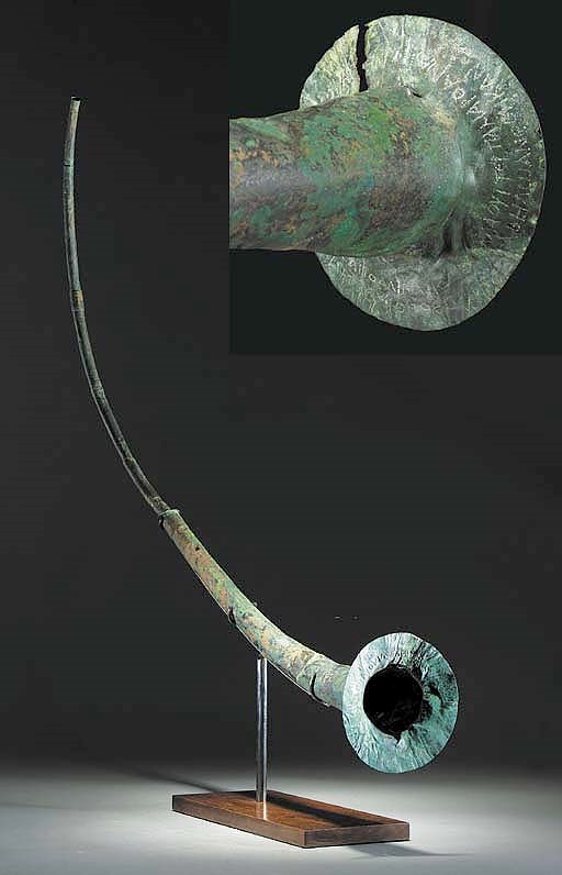 A ROMAN INSCRIBED SILVERED BRONZE TRUMPET , CIRCA 2ND CENTURY A.D ...
