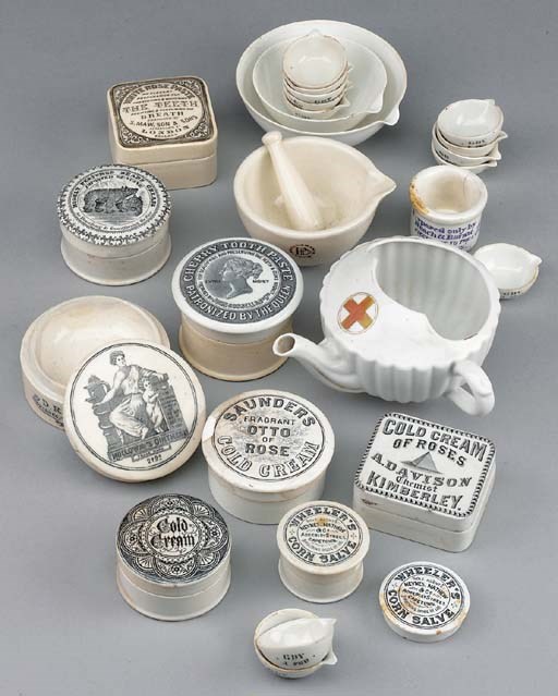 A miscellaneous collection of ointment pots and lids, | Christie's