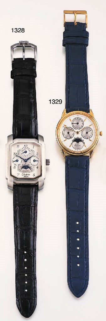 GLASHUTTE ORIGINAL. A STAINLESS STEEL PERPETUAL CALENDAR RECTANGULAR ...