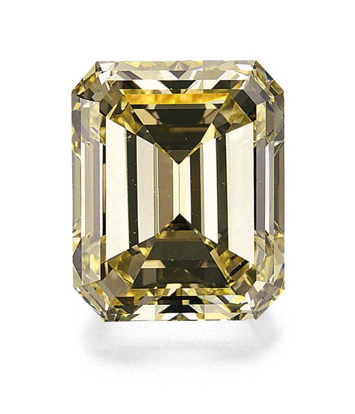 AN UNMOUNTED RECTANGULAR-CUT LIGHT YELLOW DIAMOND