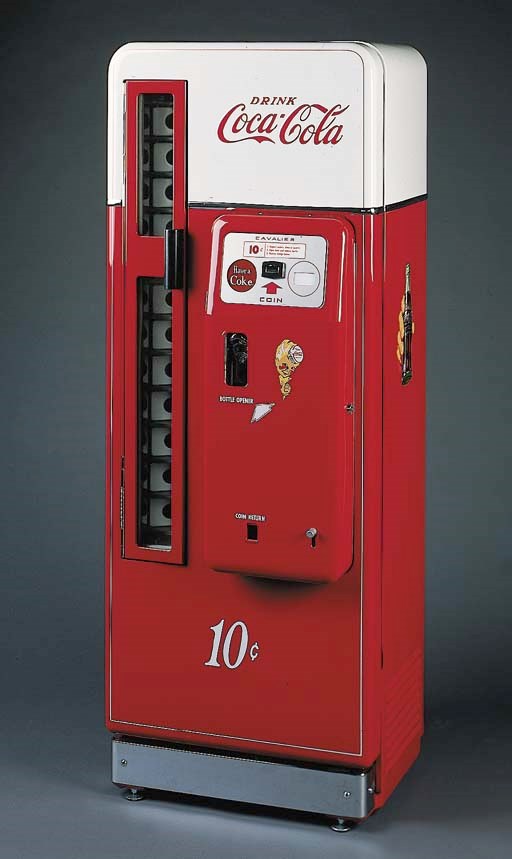 COCA-COLA Vending Machine, Cavalier CS-96, c. 1955-59. Two-tone painted ...