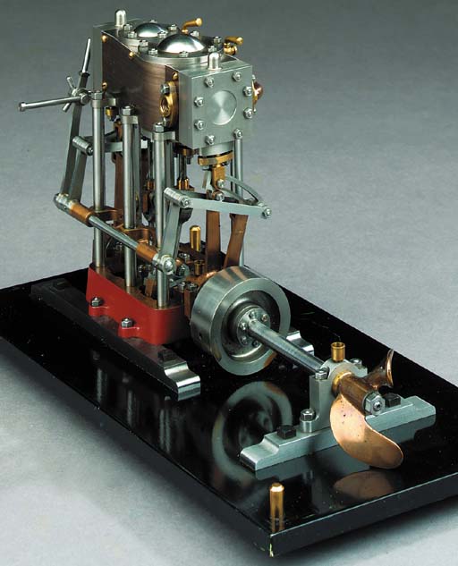 A finely engineered model Stuart twin cylinder compound vertical ...