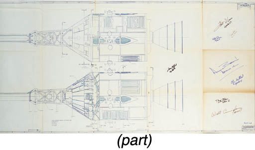 [apollo Blueprint] Command And Services Modules Nna N D 27 5 X 67 In Folded Scale 1 8