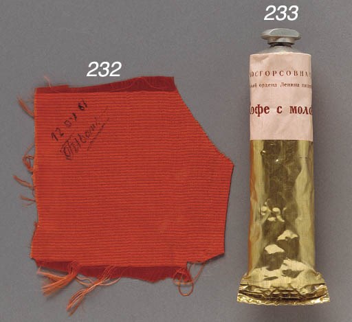 [GAGARIN]. Original orange cloth cover for mirror on Gagarin's ...