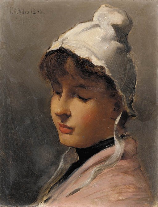 Irving Ramsey Wiles (1861-1948) , Young Girl in a White Bonnet | Christie's