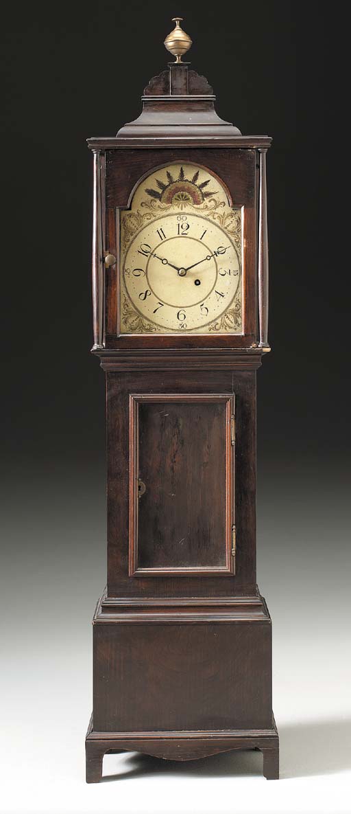 A FEDERAL RED-STAINED PINE DWARF CLOCK