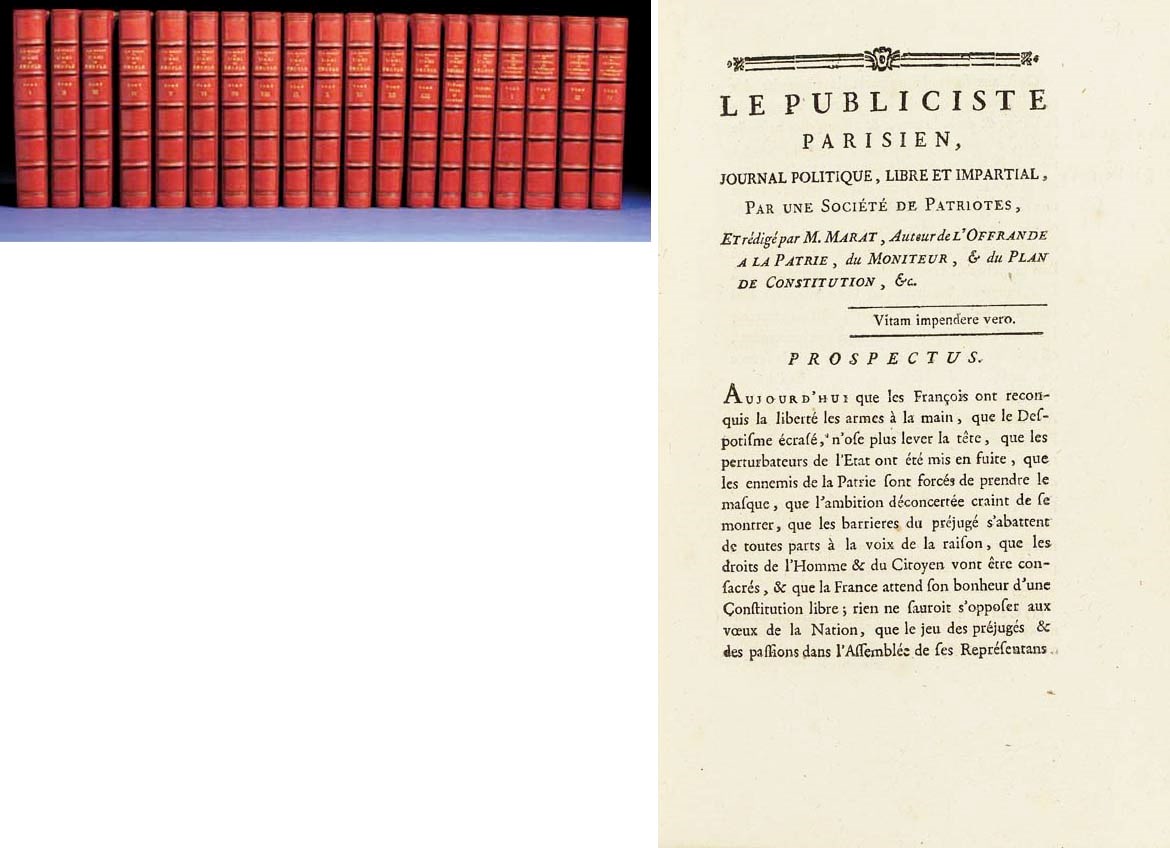 MARAT, Jean Paul (1743-1793). L'Ami du Peuple. Paris: Imprimerie de la ...