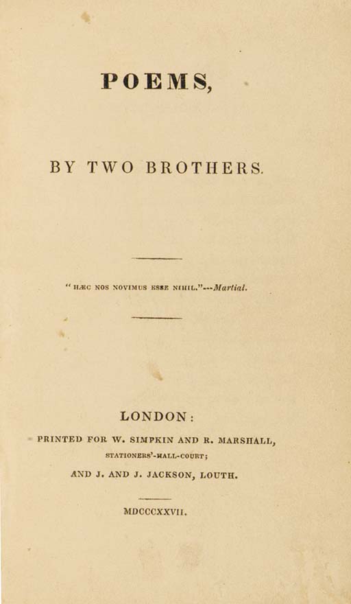 TENNYSON, Alfred, Lord (1809-1892), Charles TENNYSON TURNER (1808-1879 ...