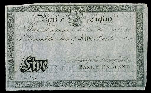 Bank of England, Henry Hase trial £5 on watermarked Bank of England ...