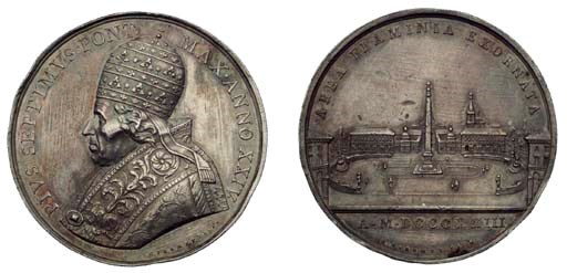 Pius VII Chiaramonti (1800-23), silver medal 1823, 43mm., by Giuseppe ...