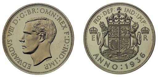 Edward VIII, unofficial "Pattern Crown" dated 1936, struck in .916 ...