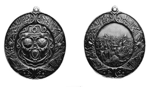 Commonwealth Naval Award, 1653, Gilt Electrotype, oval with suspension ...