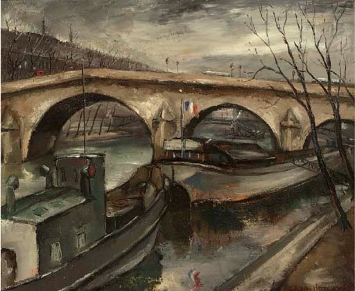 Jos Croin (Dutch, 1894-1949) and Gerard Hordijk (Dutch, 1899-1958) , Boats on the river Seine ...