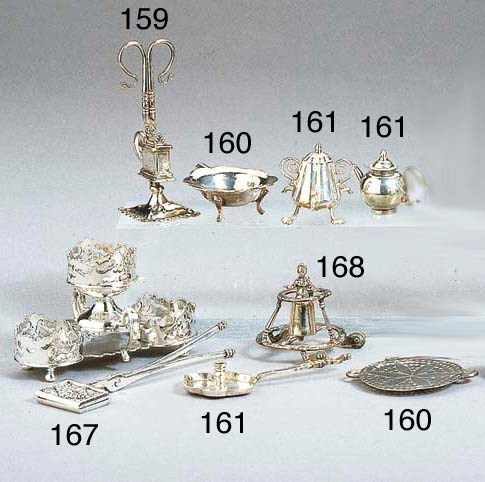 Three various Dutch silver miniatures , TEAPOT, AMSTERDAM, 1772, MAKER ...