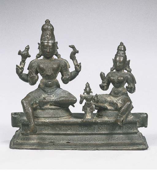 a south indian, vijayanagar period, bronze group of somaskanda