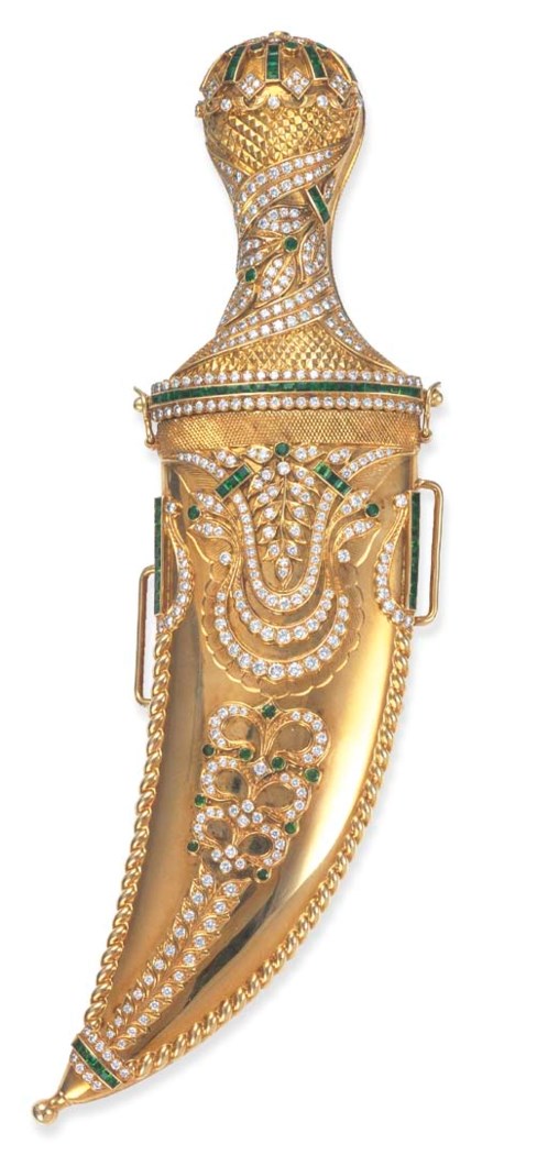 A DIAMOND, EMERALD AND GOLD DAGGER, BY ASPREY | Christie's