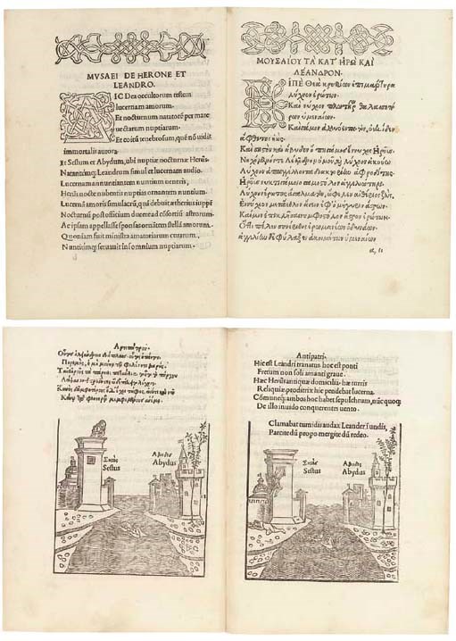 MUSAEUS (attributed to). Opusculum de Herone et Leandro, in Greek and ...