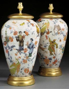 A pair of decalcomania glass vases, 19th century