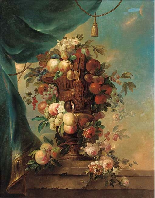 Circle of Anne Vallayer Coster (Paris 1744-1818) , Peaches, plums ...
