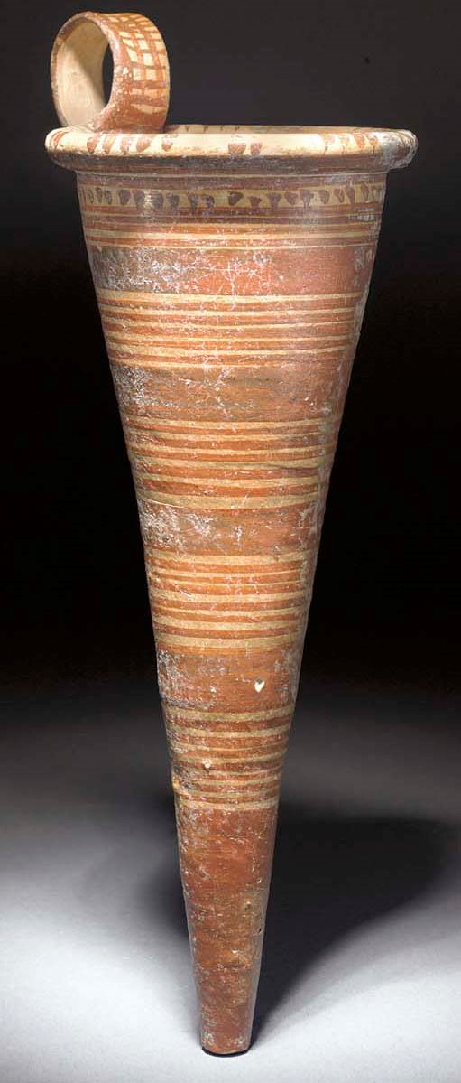 A FINE MYCENAEAN TERRACOTTA RITUAL RHYTON , LATE HELLADIC III A 2, 14TH ...