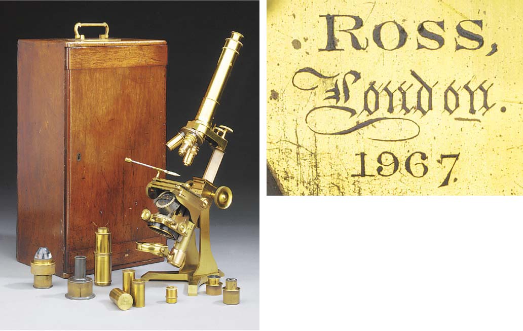 A fine 19th-Century lacquered-brass Ross No.1 stand compound monocular ...