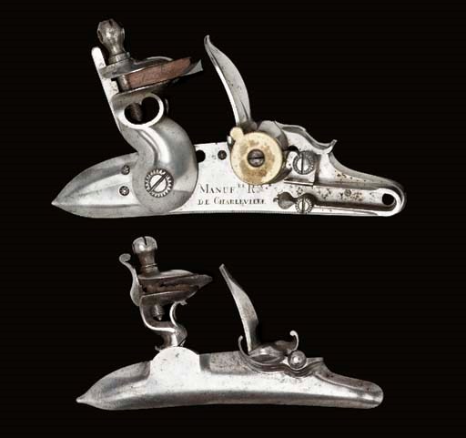 A FRENCH FLINTLOCK MECHANISM FOR A FUSIL DE GARDE DU CORPS DU ROI, AND ...