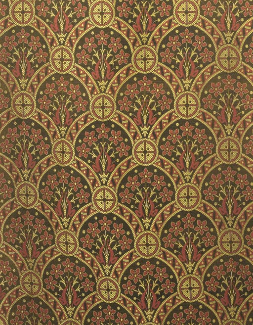 A LARGE JAMES W & C WARD SILK DAMASK designed by Dr Christopher Dresser ...