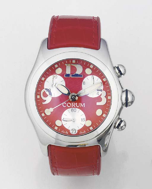 CORUM, A STAINLESS STEEL QUARTZ CALENDAR CHRONOGRAPH WRISTWATCH signed ...