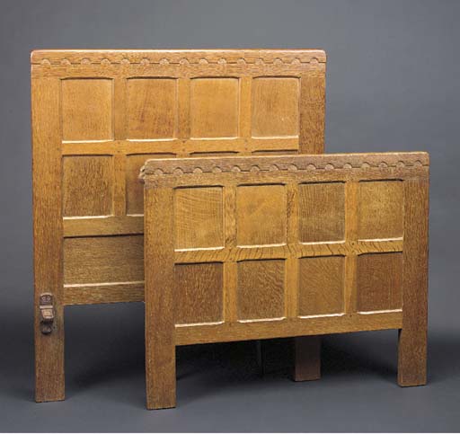 A CARVED OAK SINGLE BED by Robert 'Mouseman' Thompson