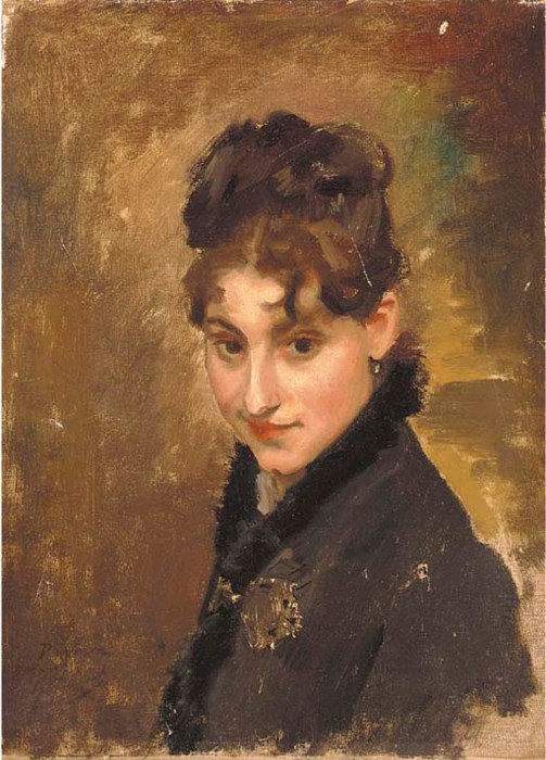 Gustave Jean Jacquet (1846-1909) , Portrait of a young lady, bust ...