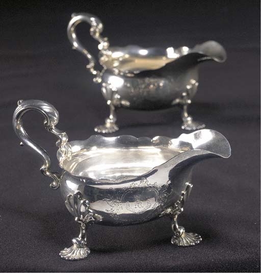 A Pair of George II Silver Sauce Boats