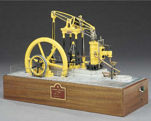 An electrified display model of a single cylinder four pillar rotative ...