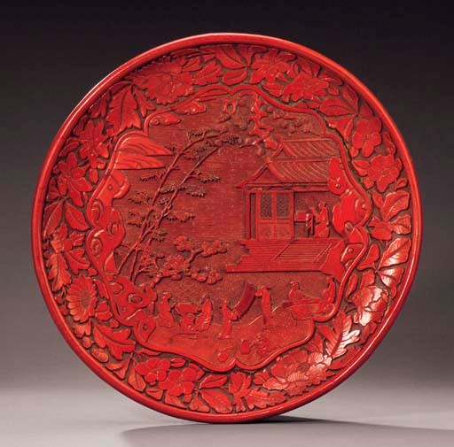A VERY RARE CARVED CINNABAR LACQUER DISH | Christie's