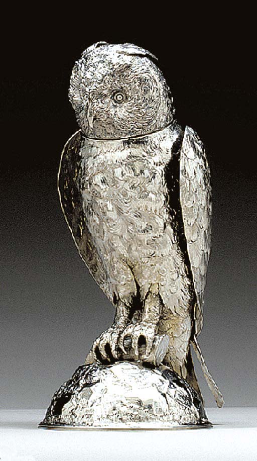 A CONTINENTAL SILVER OWL