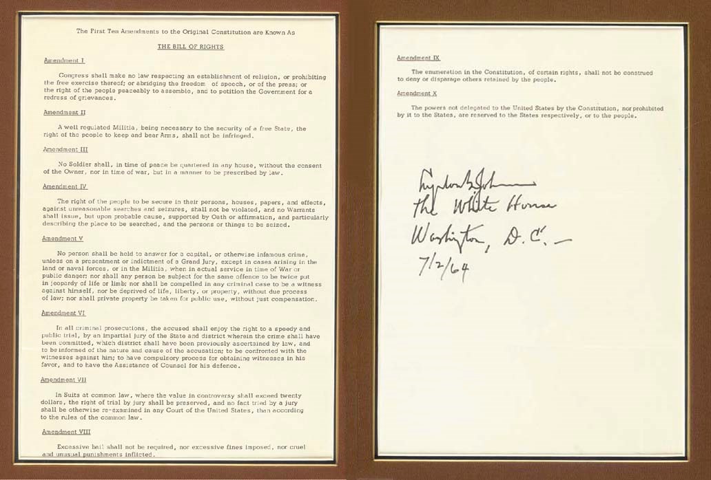 JOHNSON, Lyndon B. Printed document signed ("Lyndon B. Johnson") as ...