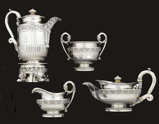 A REGENCY SILVER FOUR-PIECE TEA AND COFFEE SERVICE**