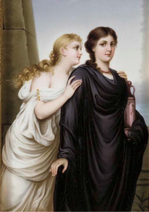 A GERMAN RECTANGULAR PLAQUE OF ANTIGONE AND ISMENE , LATE 19TH/20TH ...