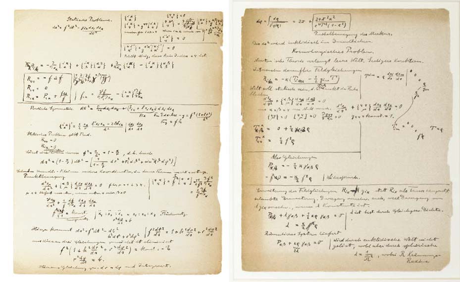EINSTEIN, Albert. Autograph manuscript, two leaves respectively headed ...